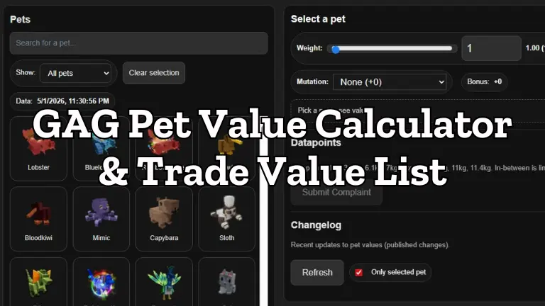 Grow a Garden Pet Value Calculator - Trade Values Calculator